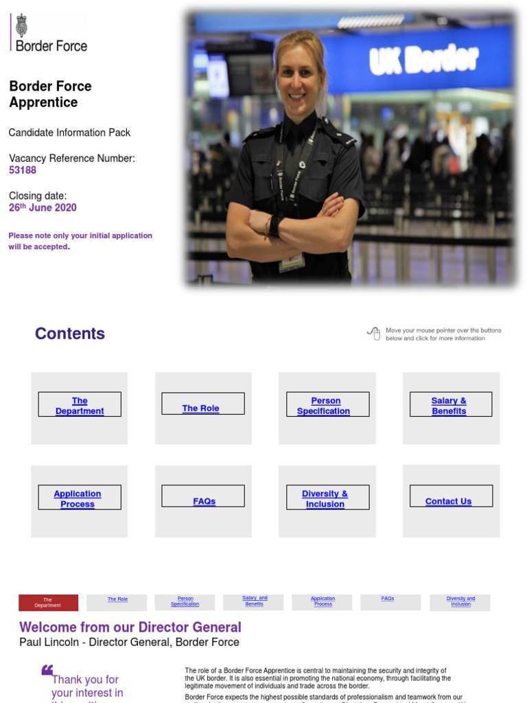 Border Force Apprentice: Candidate Information Pack Vacancy Reference ...