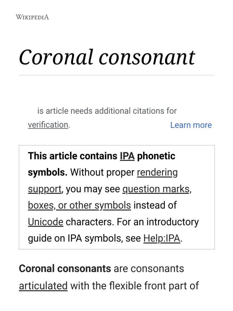 Coronal Consonant - Wik | Download Free PDF | Phonetics | Human Voice