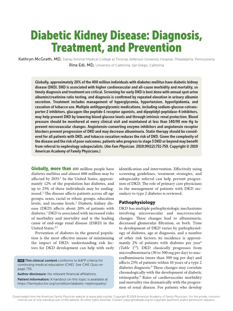 AAFP DRC and Diabetes | PDF | Renal Function | Chronic Kidney Disease