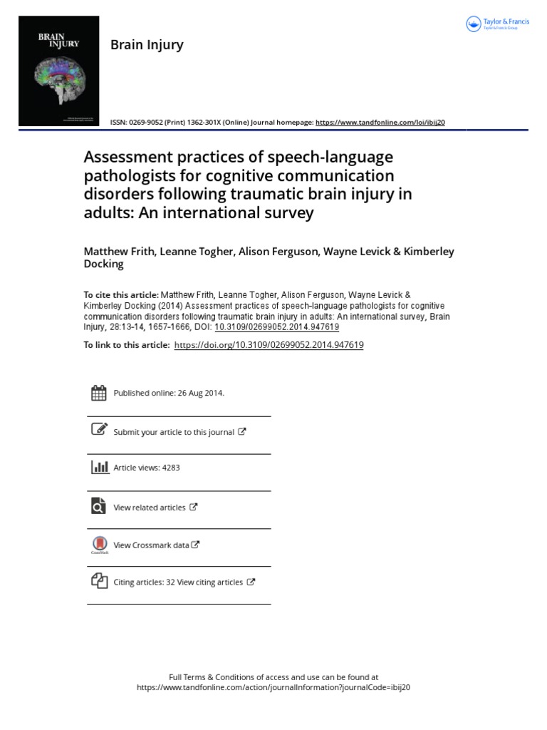 Cognitive Communication Assessment Practices | PDF | Aphasia ...
