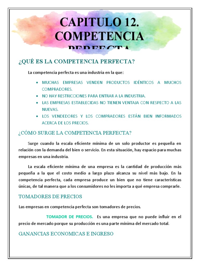 Resumen Capitulo 12. | PDF | Excedente económico | Competencia perfecta