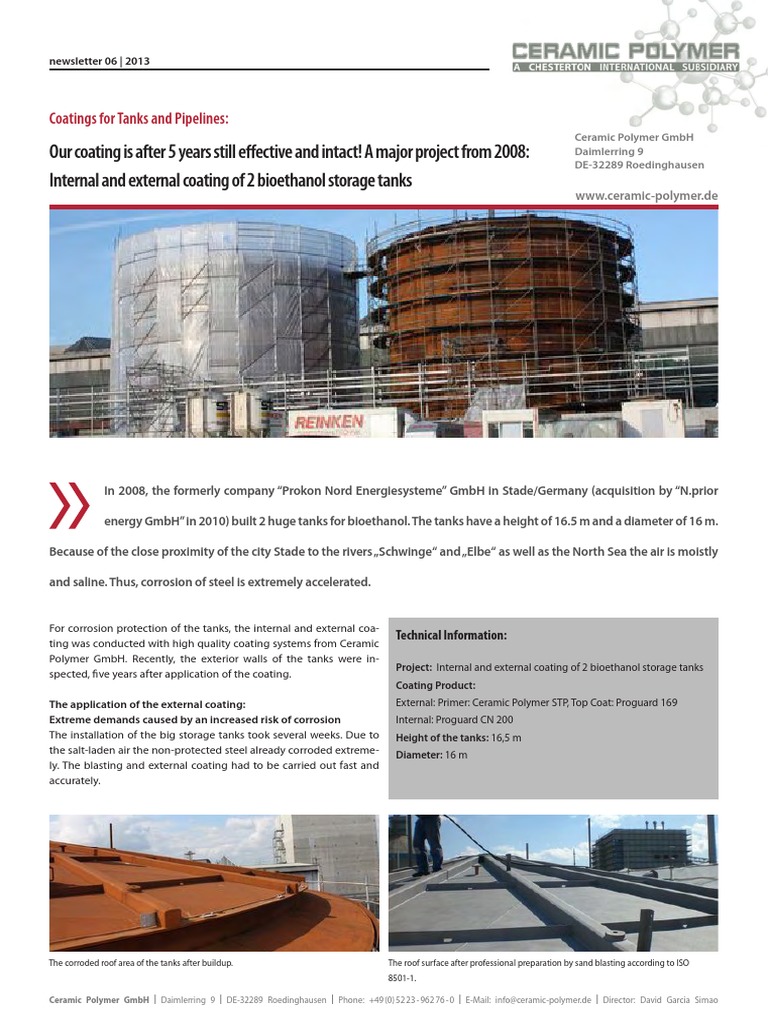 Bioethanol Tank Coating Solutions | PDF | Corrosion | Materials Science