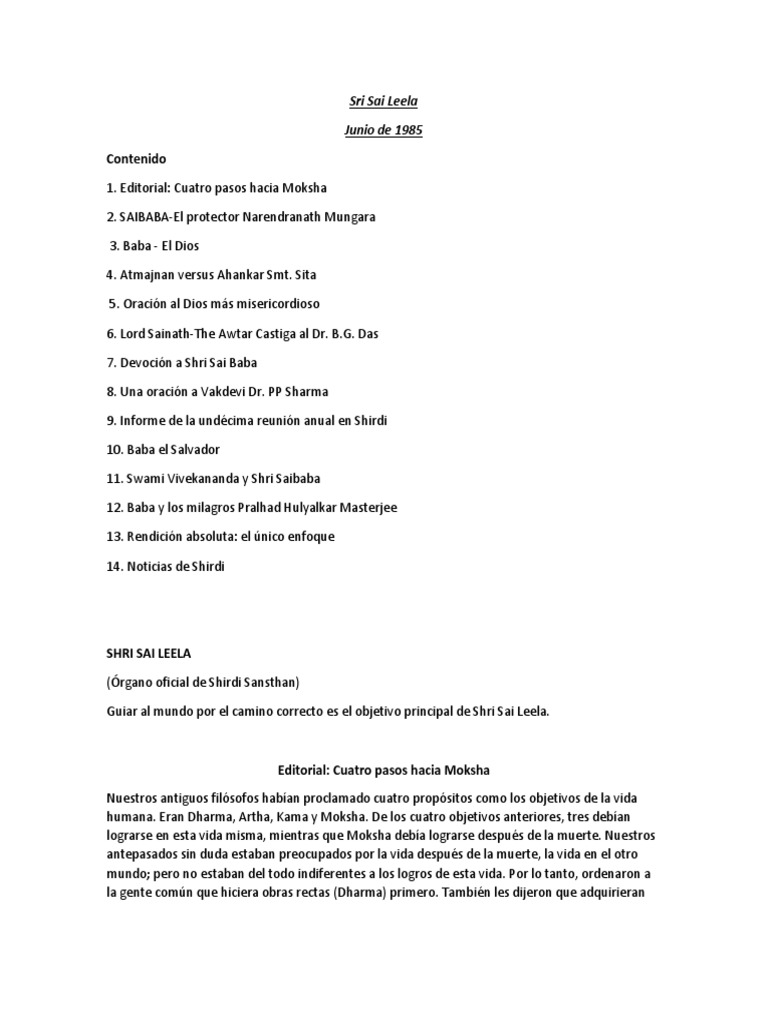Sai Baba de Shirdi Lella Español | PDF | Sathya Sai Baba | Santo