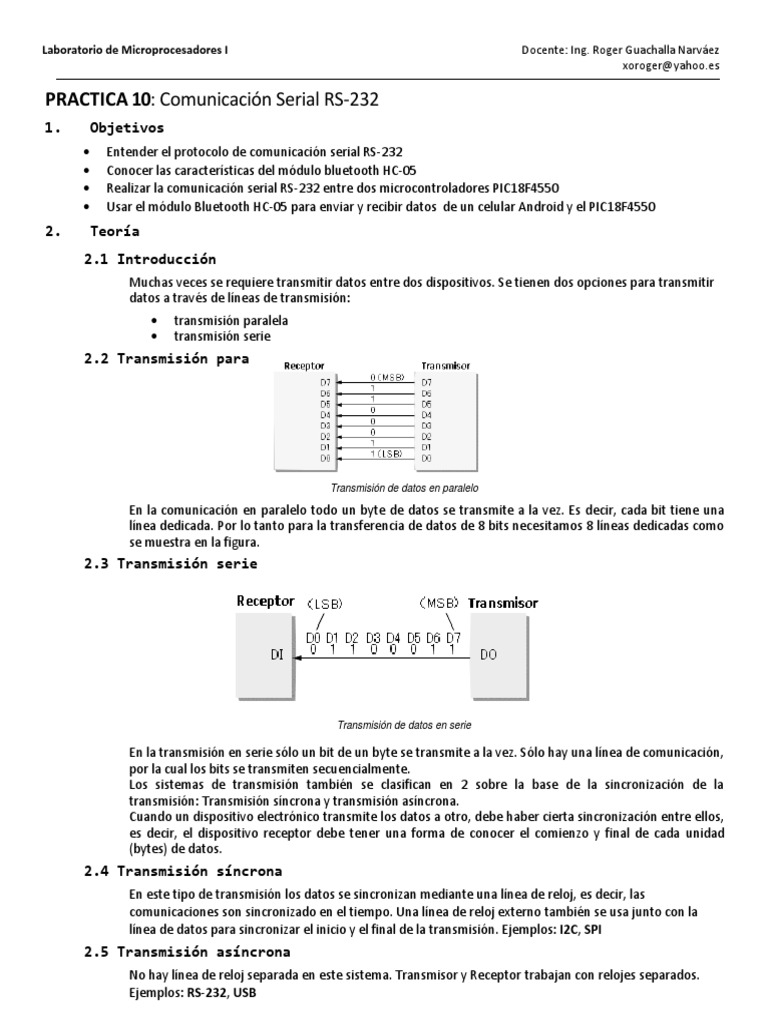 P10 Comunicacion Serial RS232 | PDF | Transmisión de datos | Bluetooth