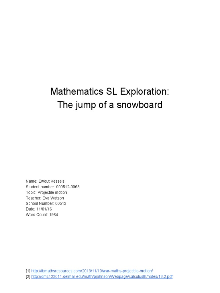Modeling The Jump of A Snowboard PDF | PDF | Physics | Mechanics
