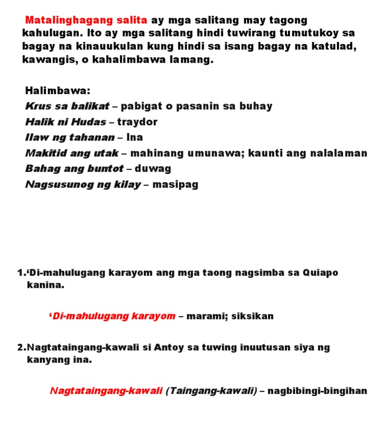 Matalinhagang Salita | PDF