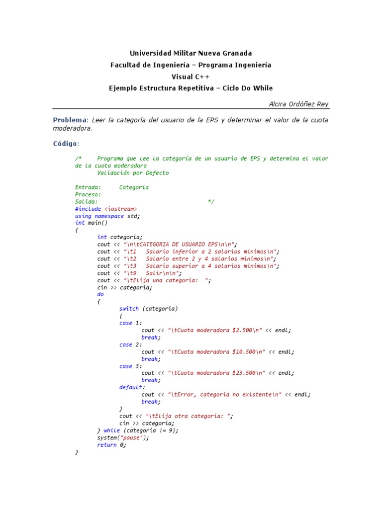 Ejemplo 19 - Estructura Repetitiva Do While Con Visual C++ | PDF