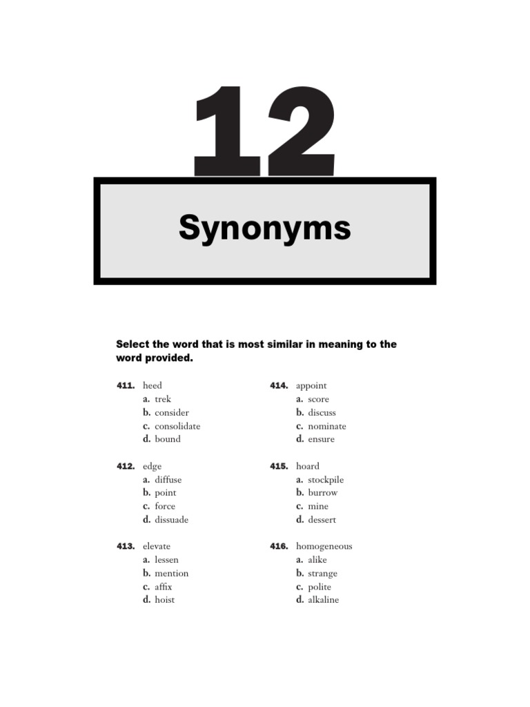 Synonyms (Exercise 6) | PDF