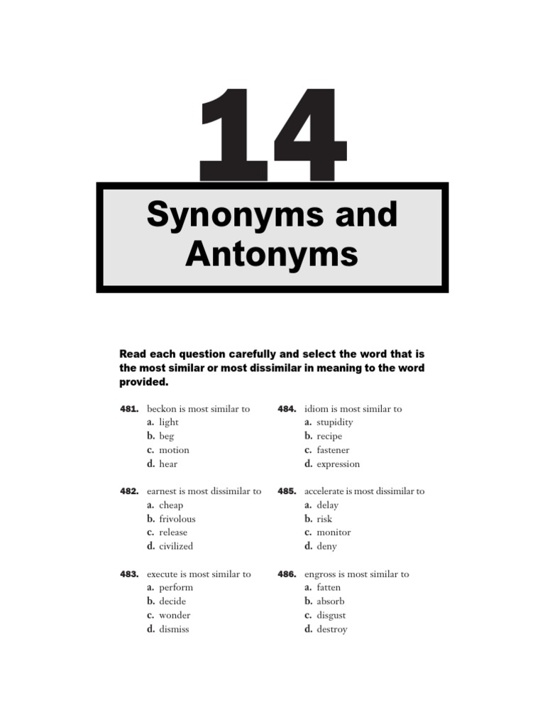Synonyms and Antonyms (Exercise 2) | PDF