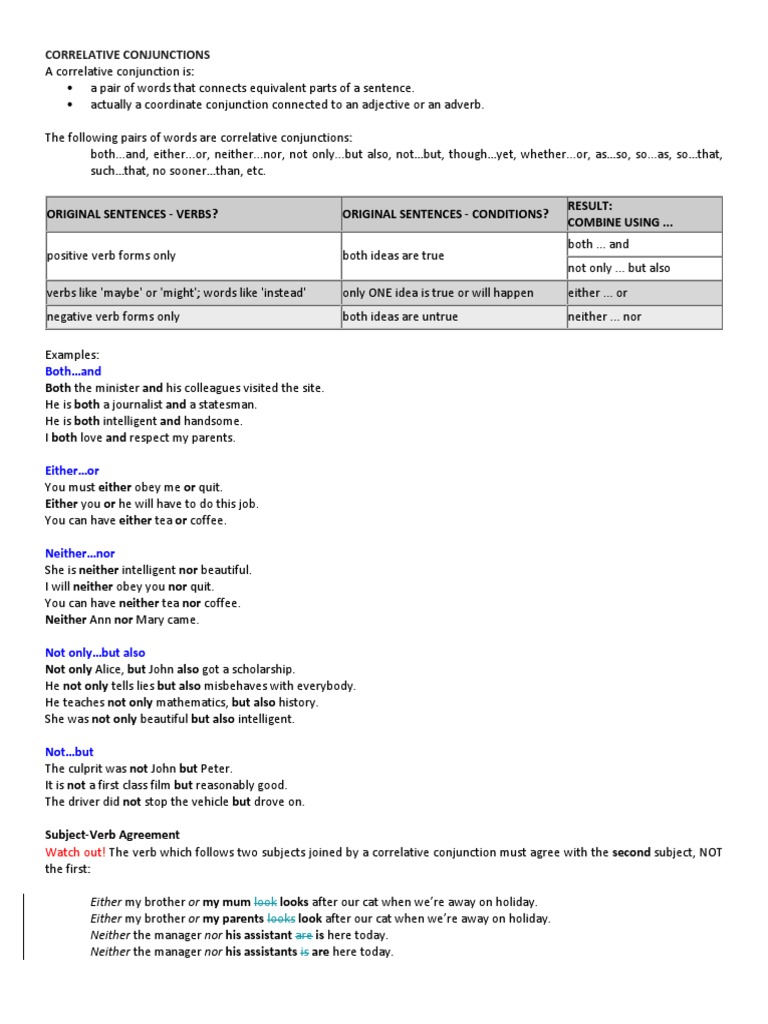 Correlative Conjunctions Explained | PDF | Verb | Semantic Units