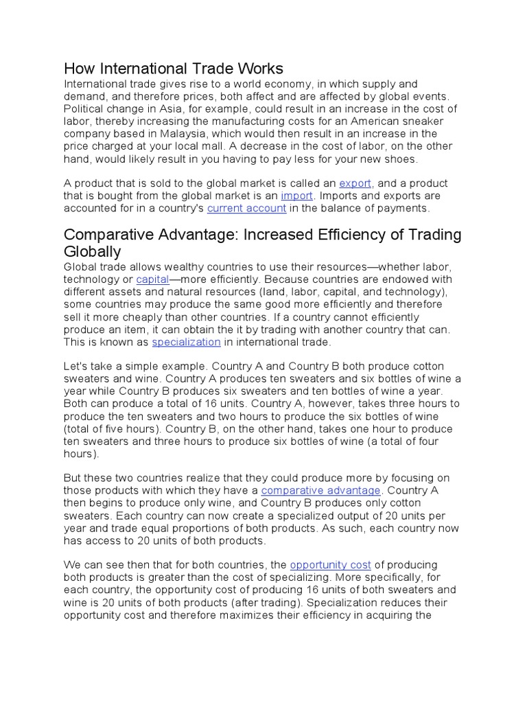 How International Trade Works | PDF | Comparative Advantage | Free Trade