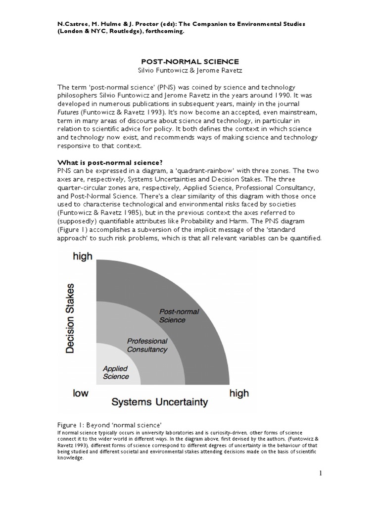 Post-Normal Science: Futures (Funtowicz & Ravetz 1993) - It's Now ...