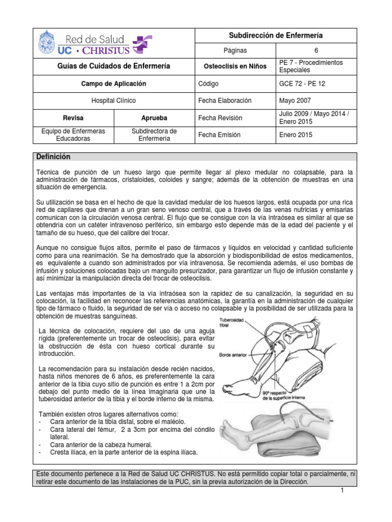 Osteoclisis | PDF | Terapia intravenosa | Ciencias de la Salud