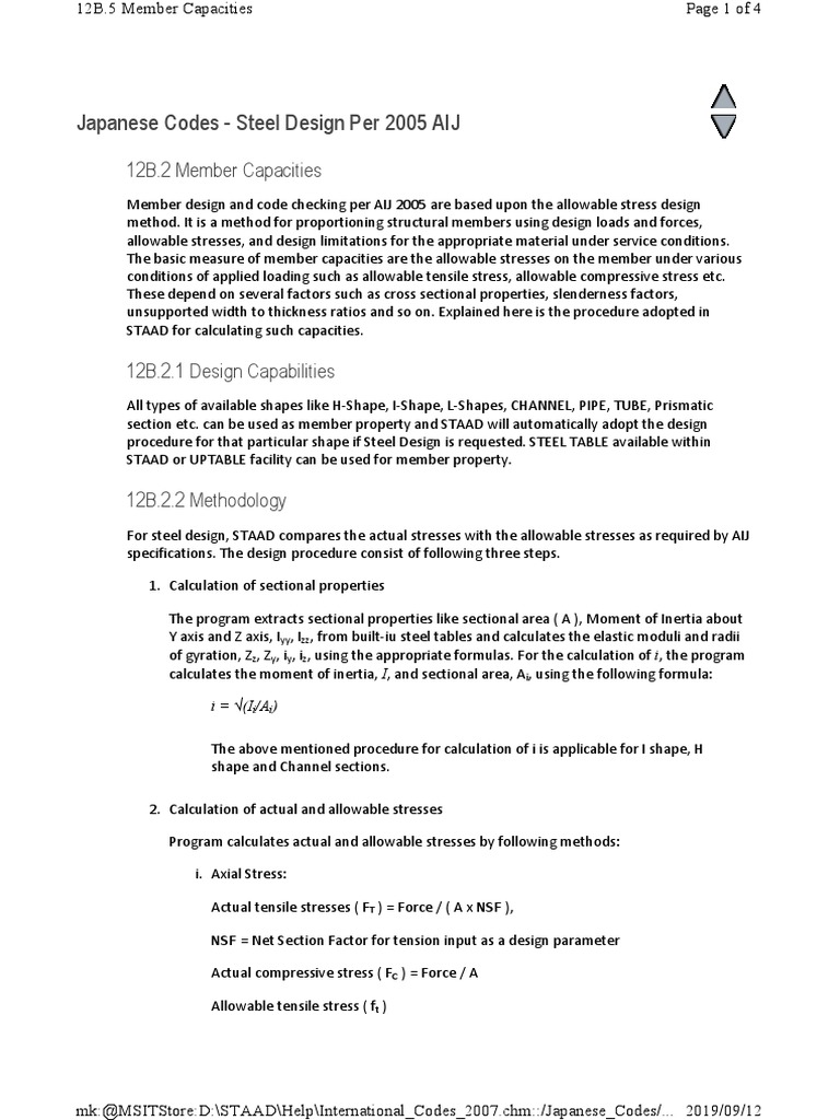 Japanese Codes - Steel Design Per 2005 AIJ: 12B.2 Member Capacities ...