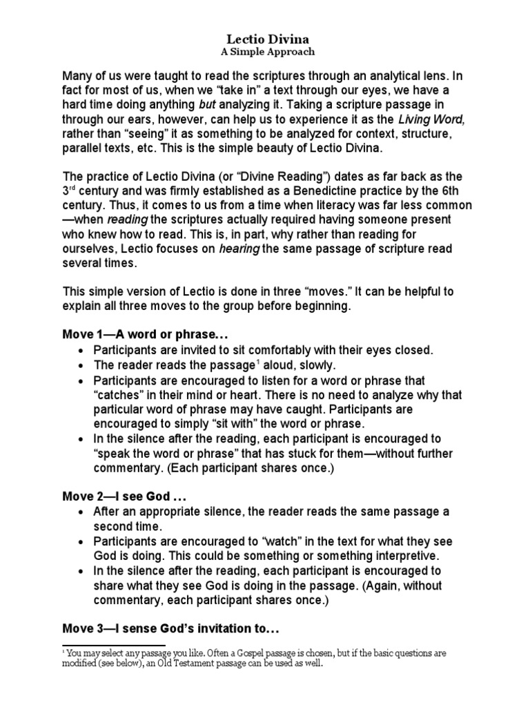 Lectio Divina: A Simple Approach | PDF | Lectio Divina