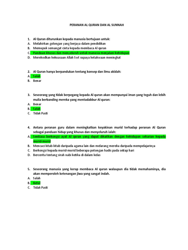 Peranan Al Quran Dan Al Sunnah | PDF