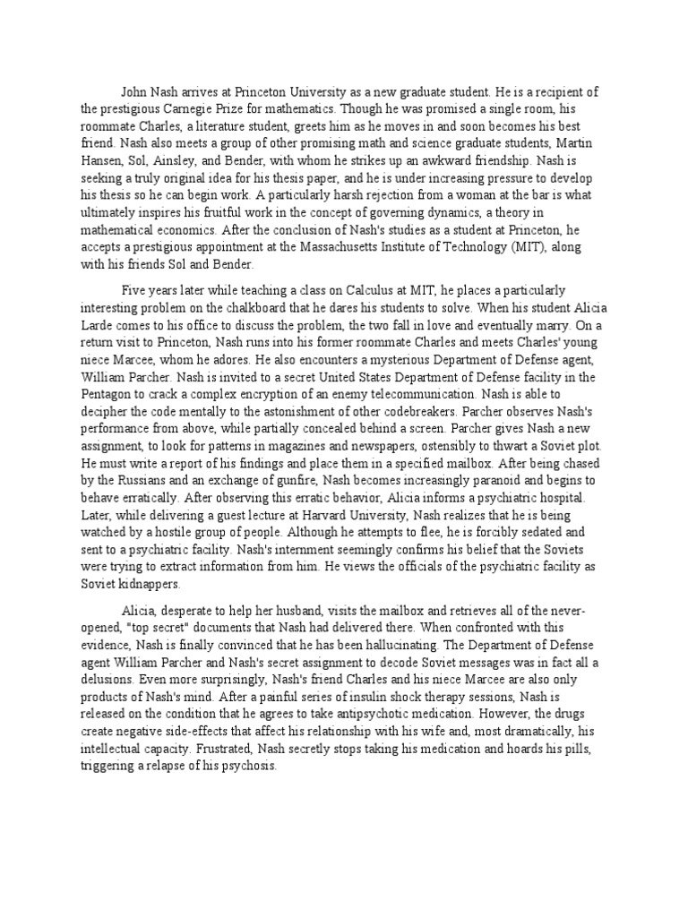 A Beautiful Mind Summary | PDF | Mental Health | Psychiatry