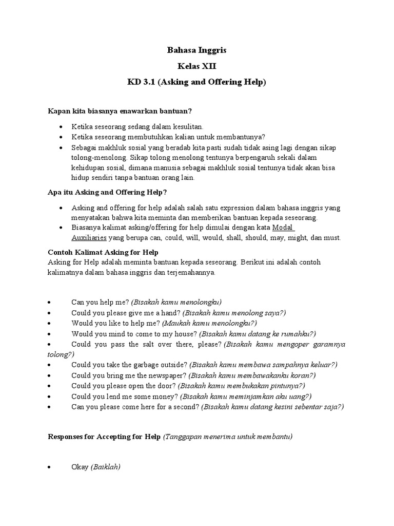 Materi Asking and Offering Help | PDF