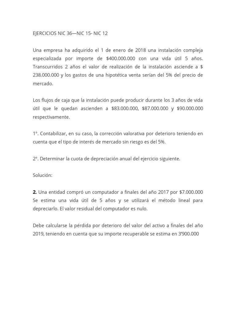 Ejercicios Nic 36 | PDF