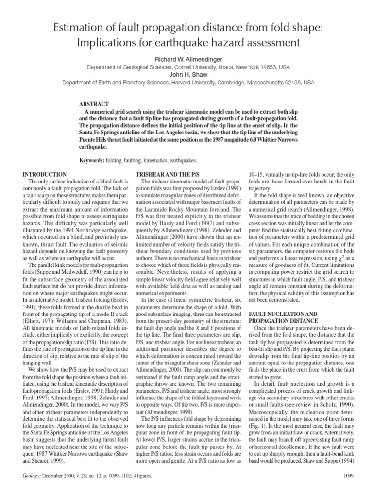 Estimation of Fault Propagation Distance From Fold Shape | PDF | Fault (Geology) | Earthquakes