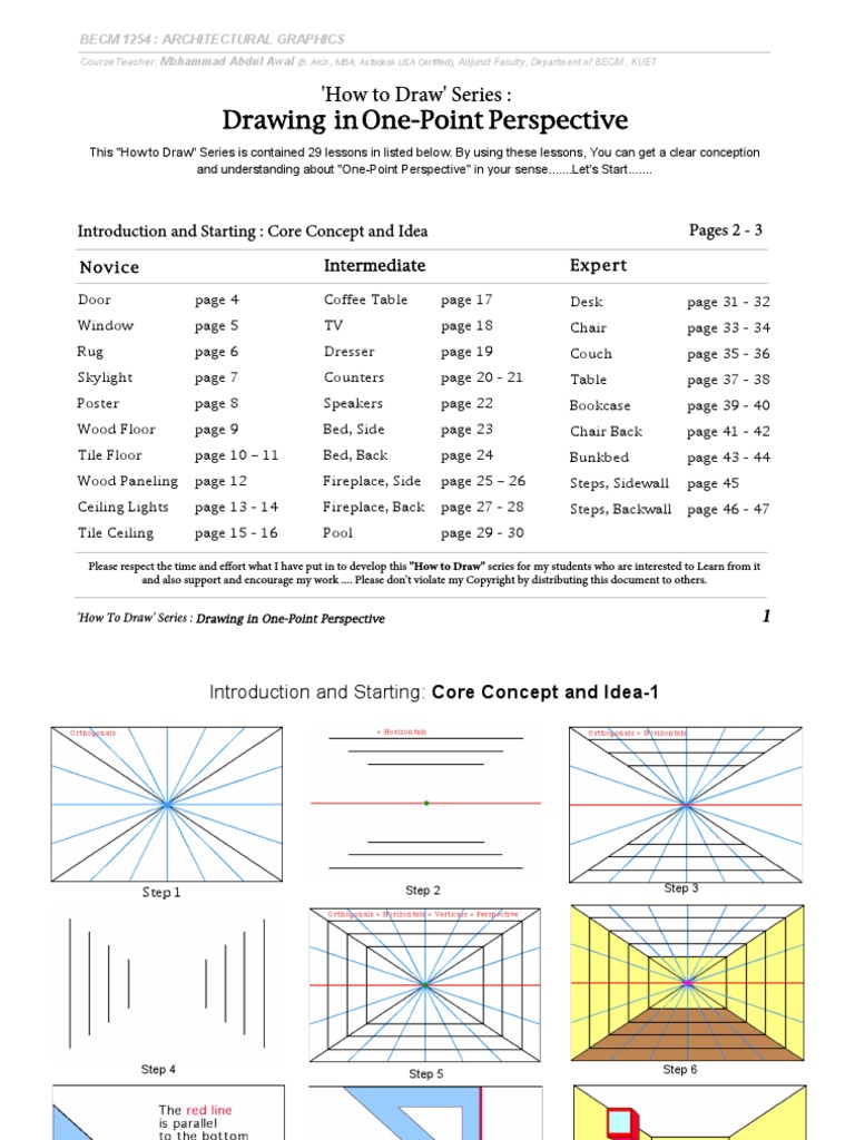(How To Draw-1) Drawing in One-Point Perspective PDF | PDF | Art Media ...