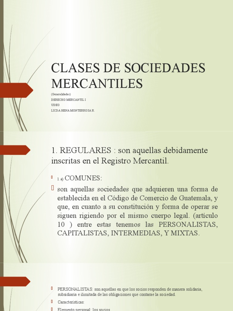 Clases de Sociedades Mercantiles | PDF | Conceptos legales | Justicia