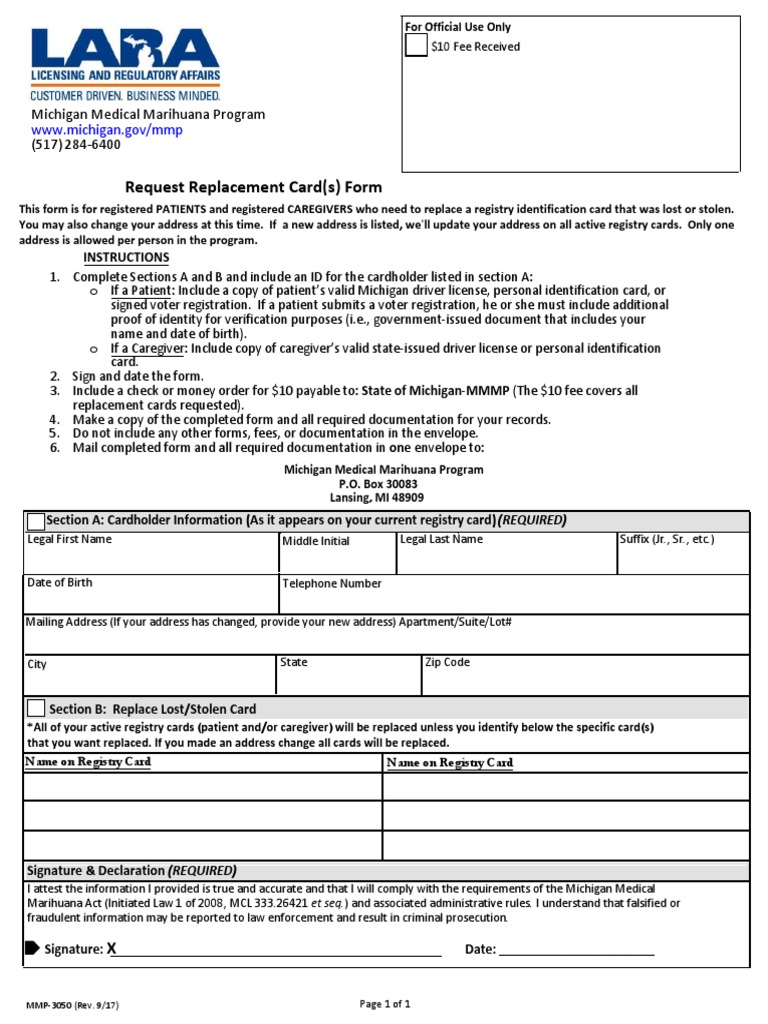 Request Replacement Card(s) Form: WWW - Michigan.gov/mmp | PDF ...