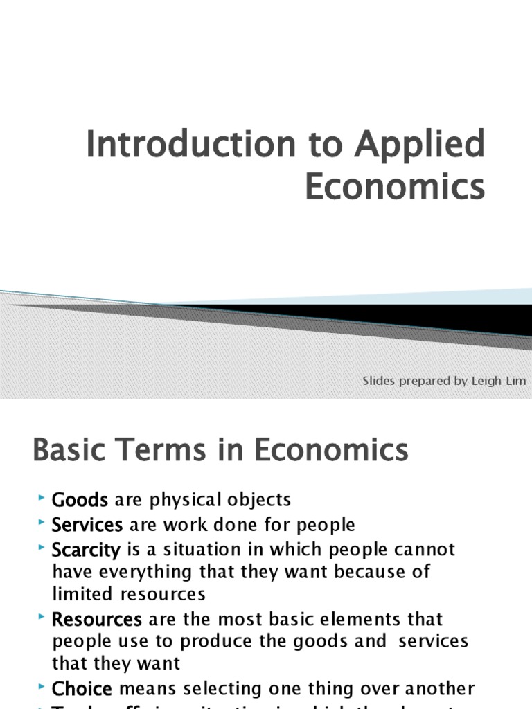 1 Introduction To Applied Economics | PDF | Resource | Economics