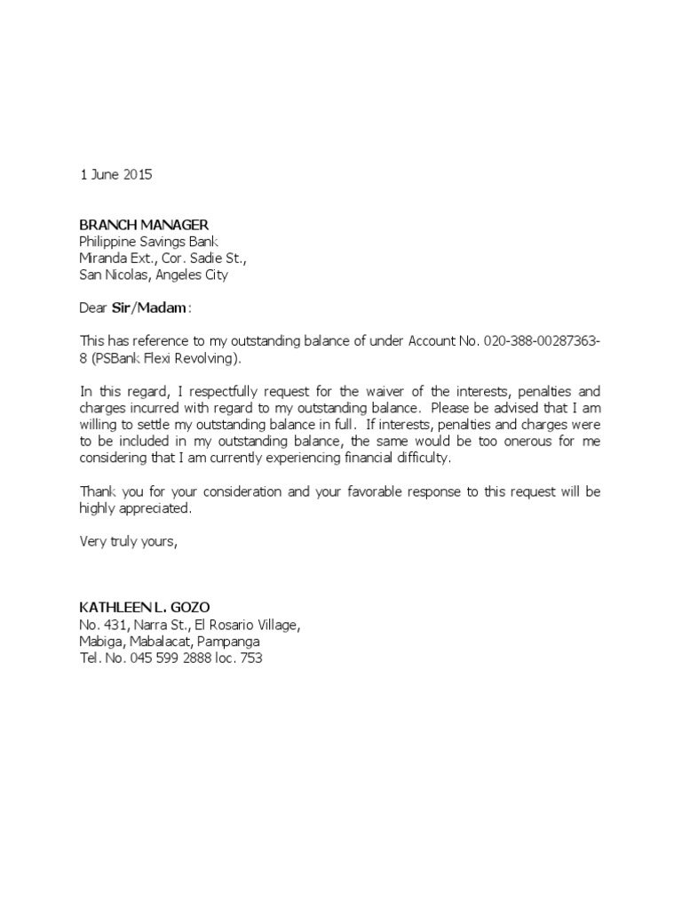 Letter Request Waiver of Penalties | PDF