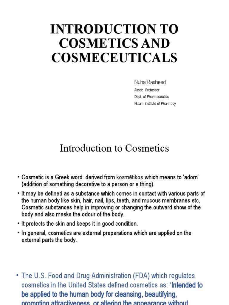 Introduction To Cosmetics and Cosmeceuticals | PDF | Federal Food ...