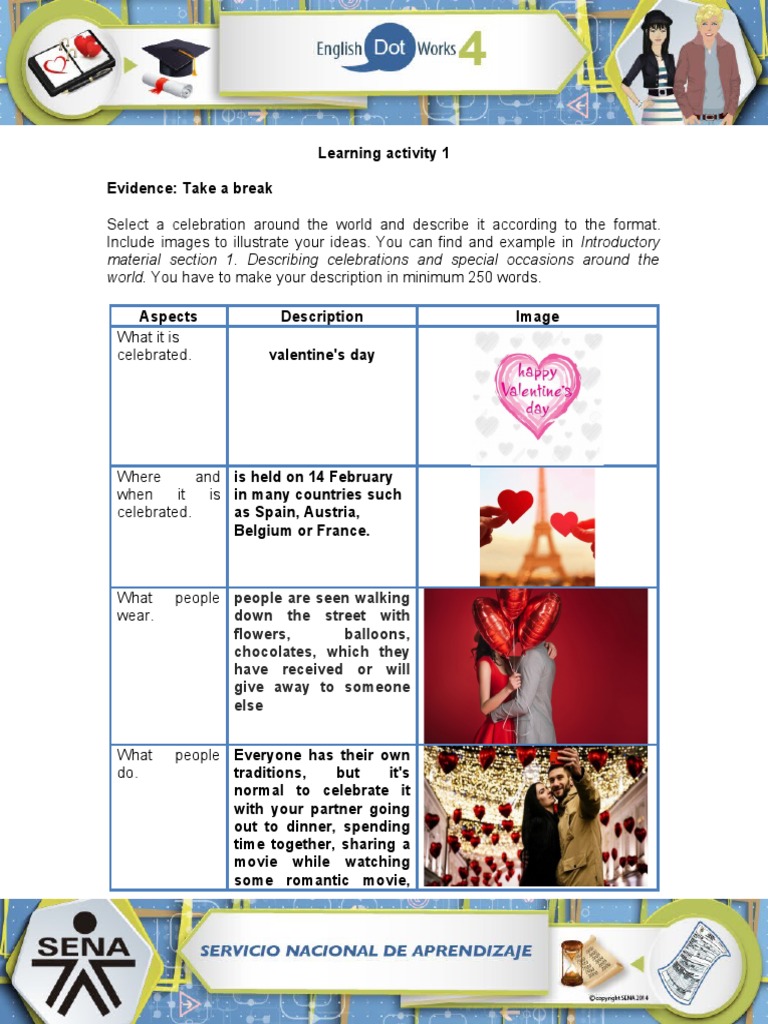 Describing Valentine's Day | PDF
