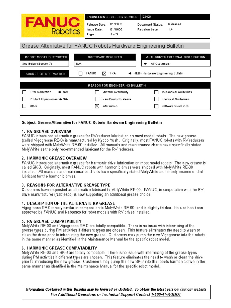 Alternative Greases Approved for FANUC Robot RV Reducers and Harmonic ...