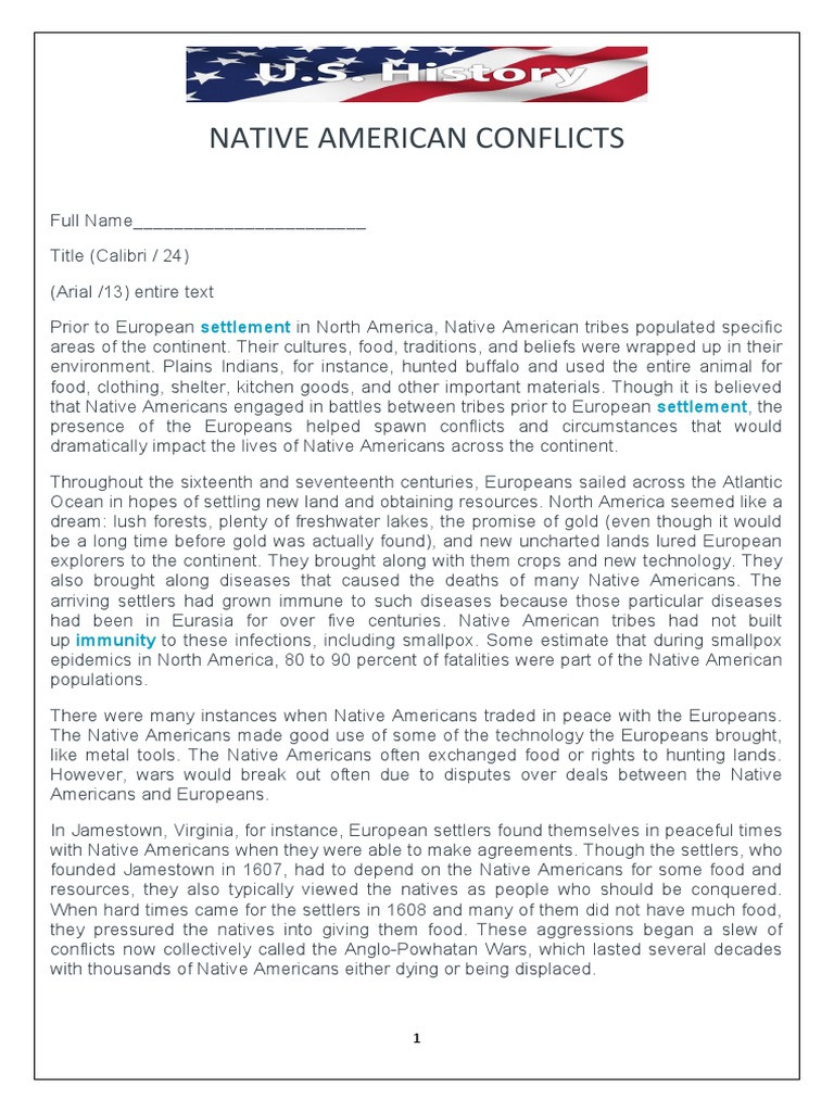 Native American Conflicts: Settlement | PDF | Indigenous Peoples Of The ...