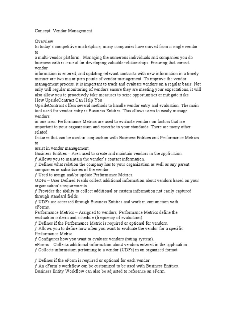 Vendor Management | PDF | Strategic Management | Outsourcing