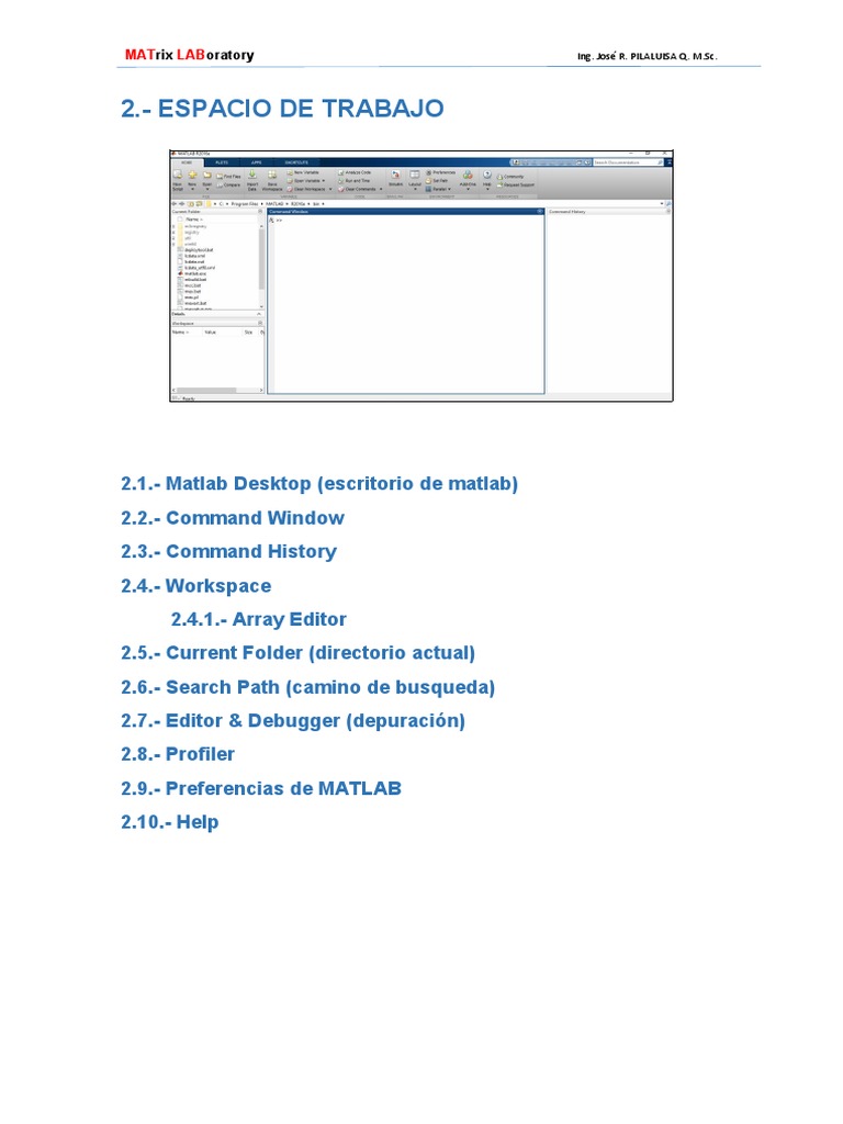 MatLab 2020 - CAPITULO 1.1 - Escritorio de Matlab | PDF | Matlab | Programa de computadora