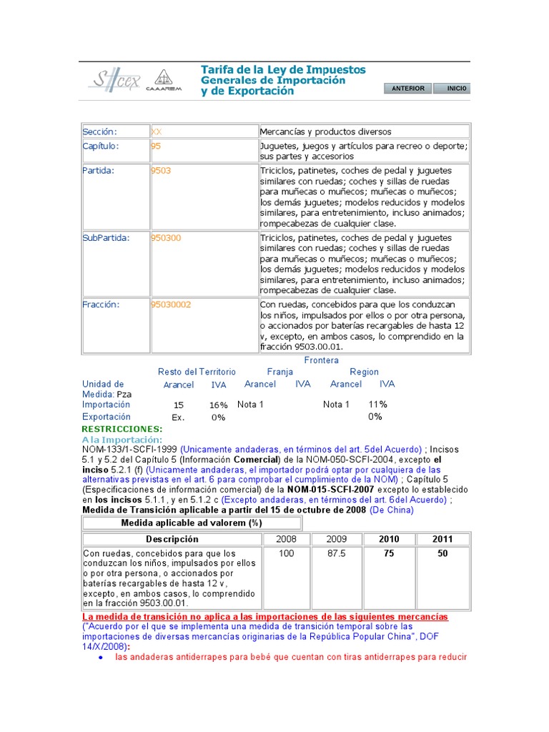 Fraccion 95030002 | PDF | aduana | Juguetes