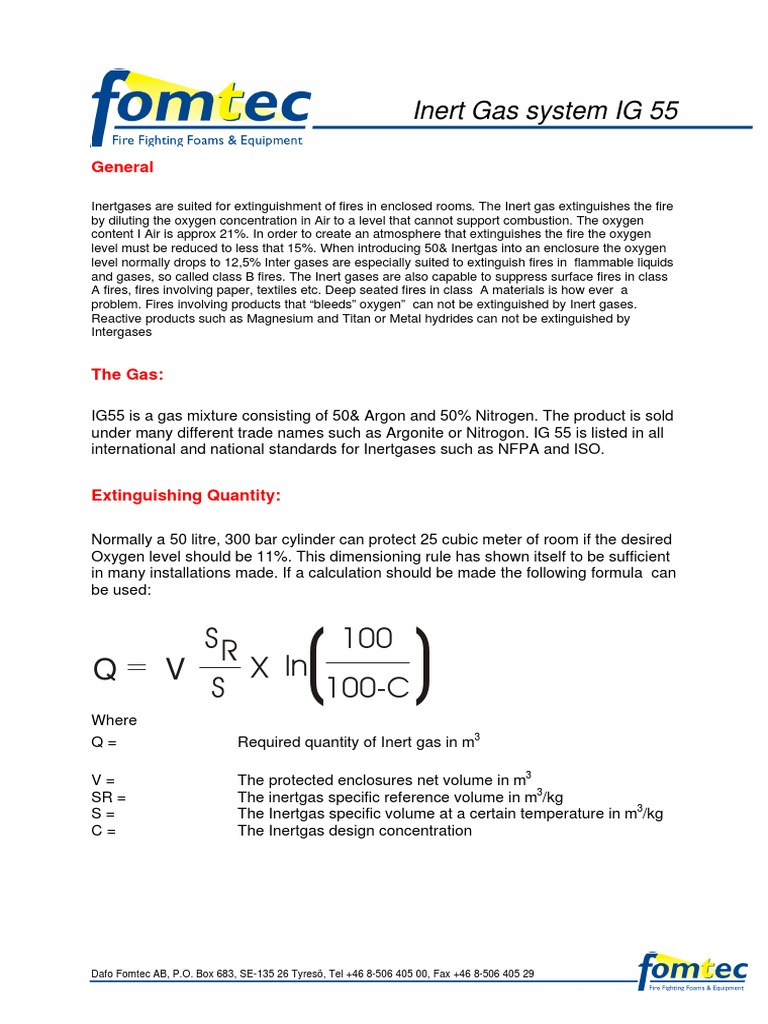 Q SR 100 100-C LN X S V: Inert Gas System IG 55 | PDF | Oxygen | Fires