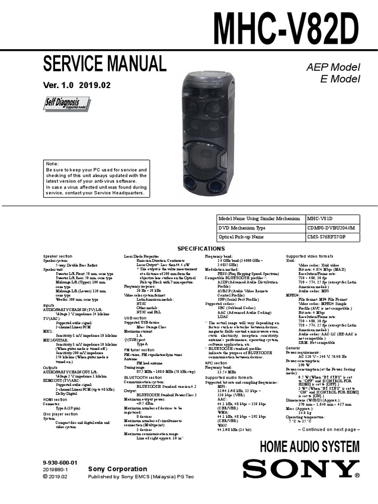 Service Manual: Home Audio System | PDF | Frequency Modulation | Codec