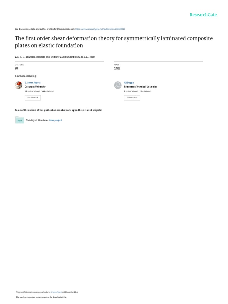 The First Order Shear Deformation Theory For Symmetrically Laminated Composite Plates On Elastic