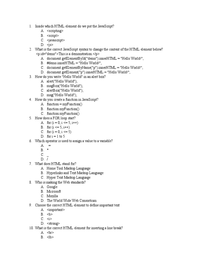 Inside Which HTML Element Do We Put The JavaScript | PDF | Human ...