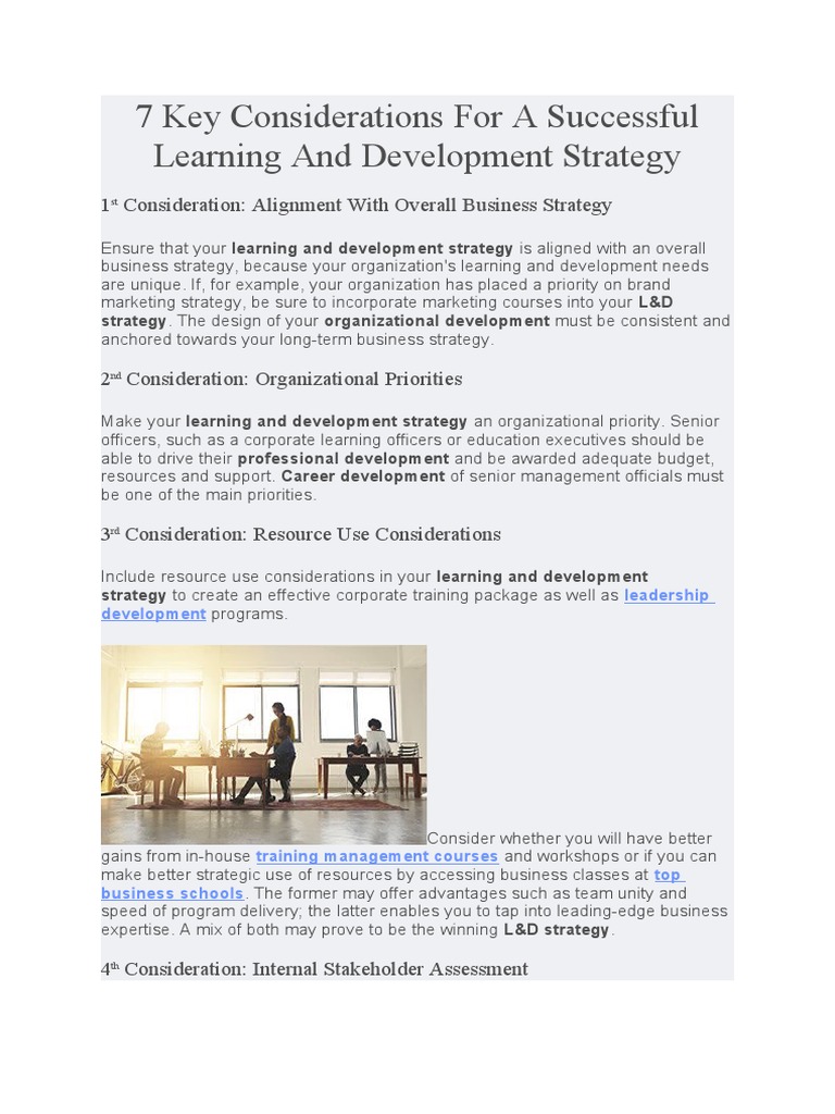 7 Key Considerations For A Successful Learning and Development Strategy ...