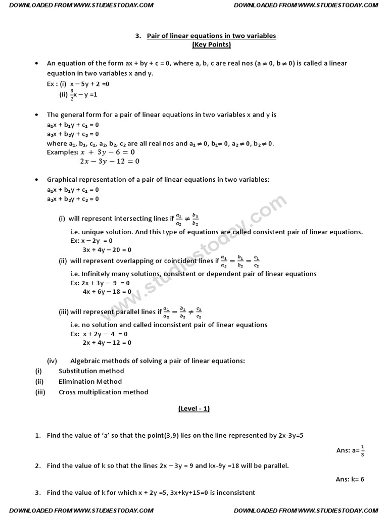 Linear Equations Assignment 10 PDF | PDF | System Of Linear Equations ...