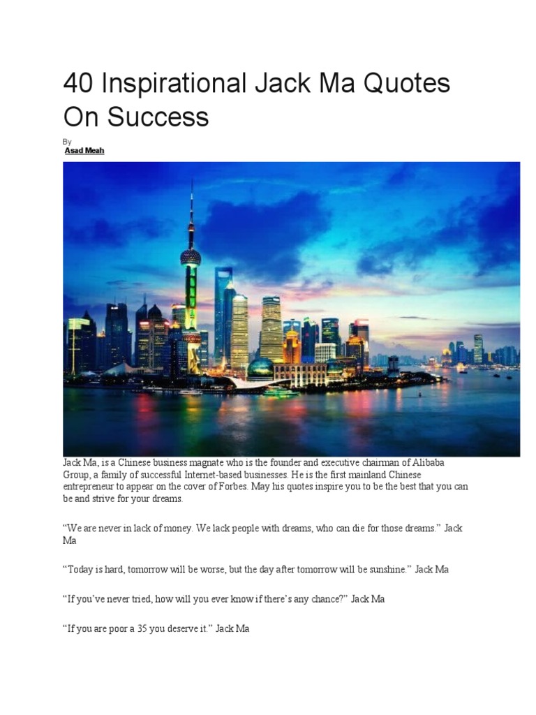 40 Inspirational Jack Ma Quotes On Success | Pdf