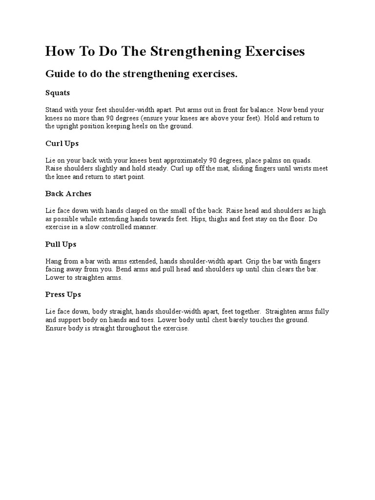 How To Do The Strengthening Exercises | PDF