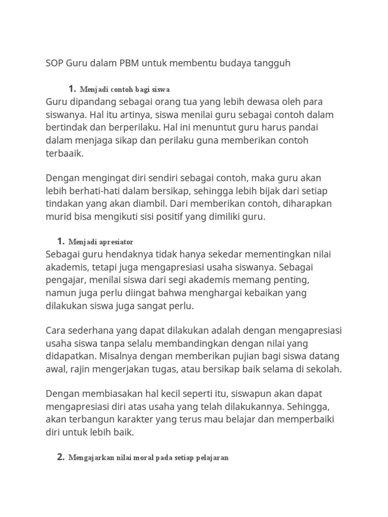 SOP Guru Dalam PBM | PDF