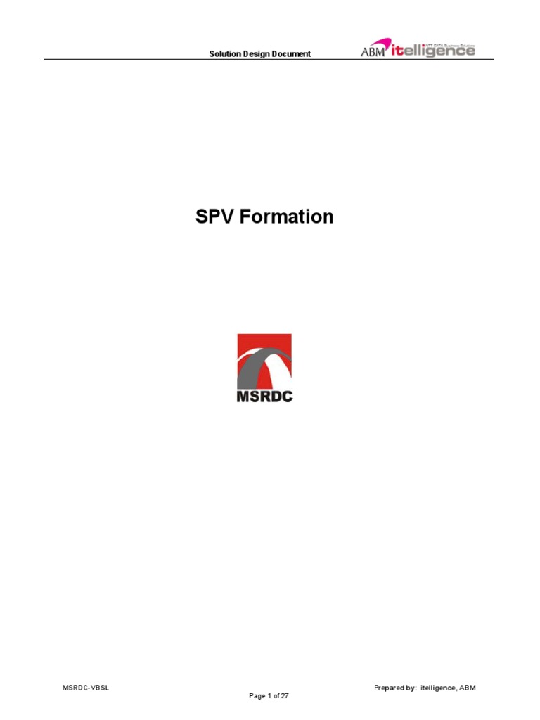SPV Formation: Solution Design Document | PDF | Expense | Discounting
