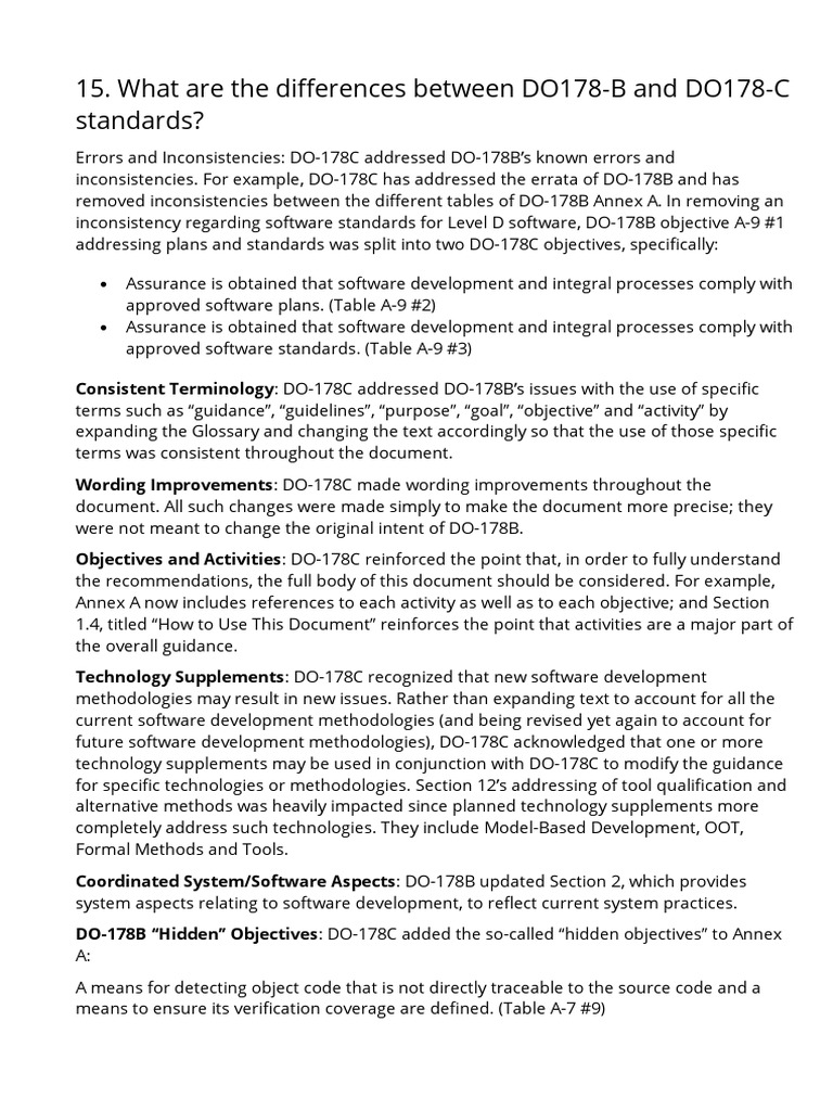 What Are The Differences Between DO178-B and DO178-C Standards? | PDF ...