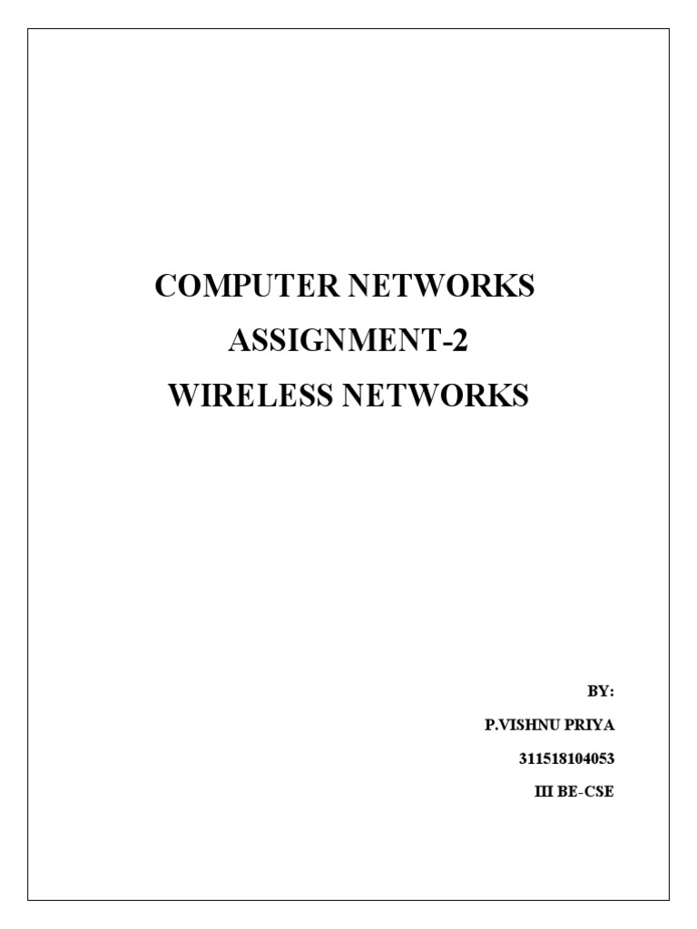 Computer Networks Assignment-2 Wireless Networks: BY: P.Vishnu Priya ...