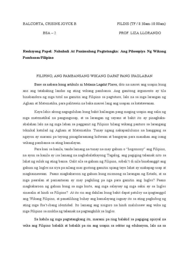 Reaksyong Papel | PDF