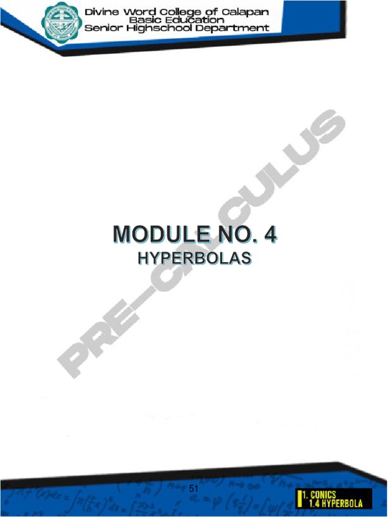 Pre-Calc Module 04 - Hyperbola Lecture | PDF | Asymptote | Space